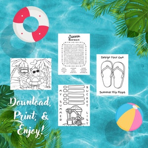 Word Search Summer, Summer Bucket List Printable, Summer Coloring ...