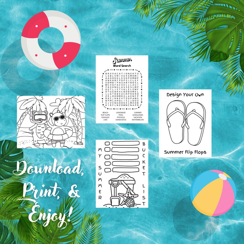 Word Search Summer, Summer Bucket List Printable, Summer Coloring ...