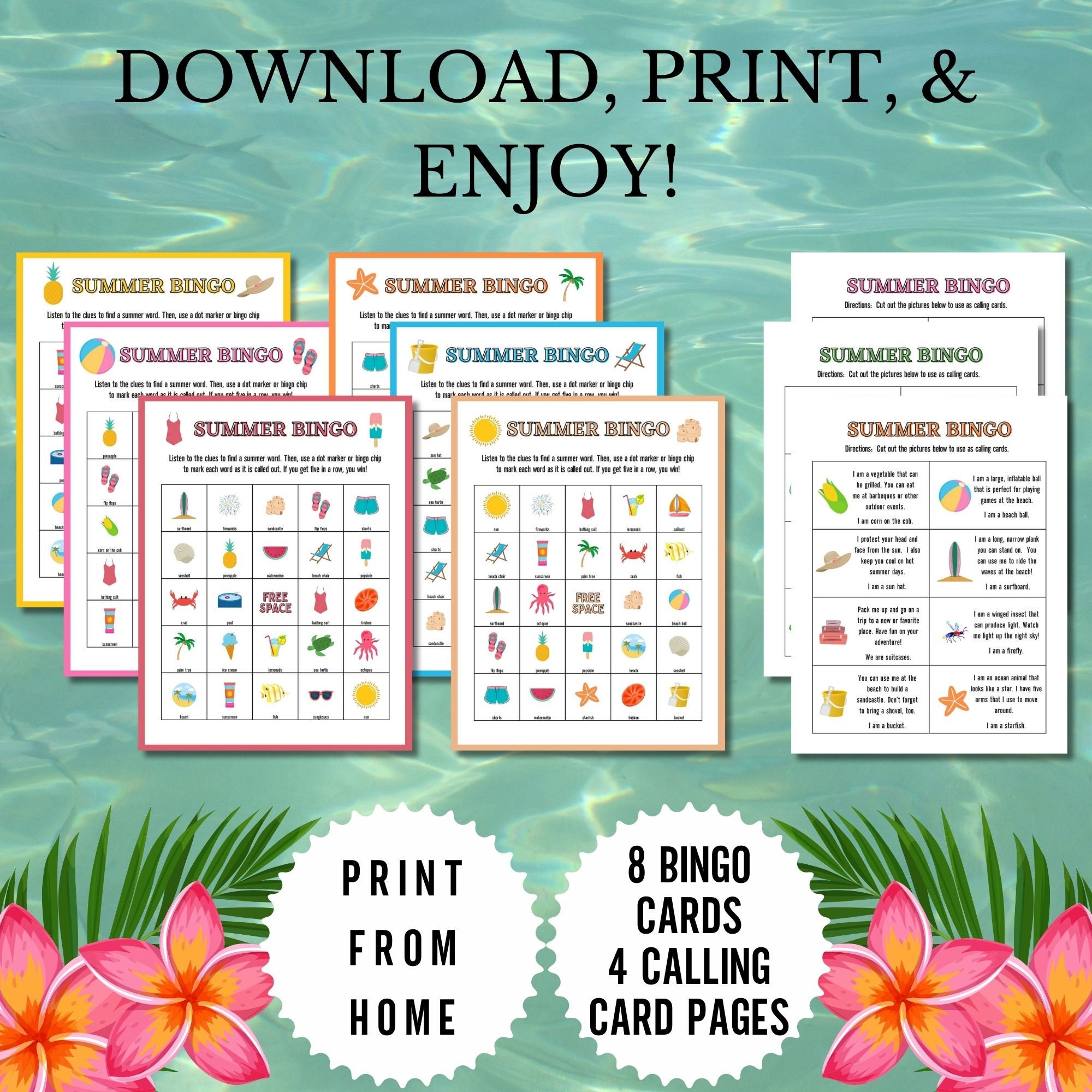 Summer Bingo Game for Kids: Printable Activity (digital Download) - Etsy