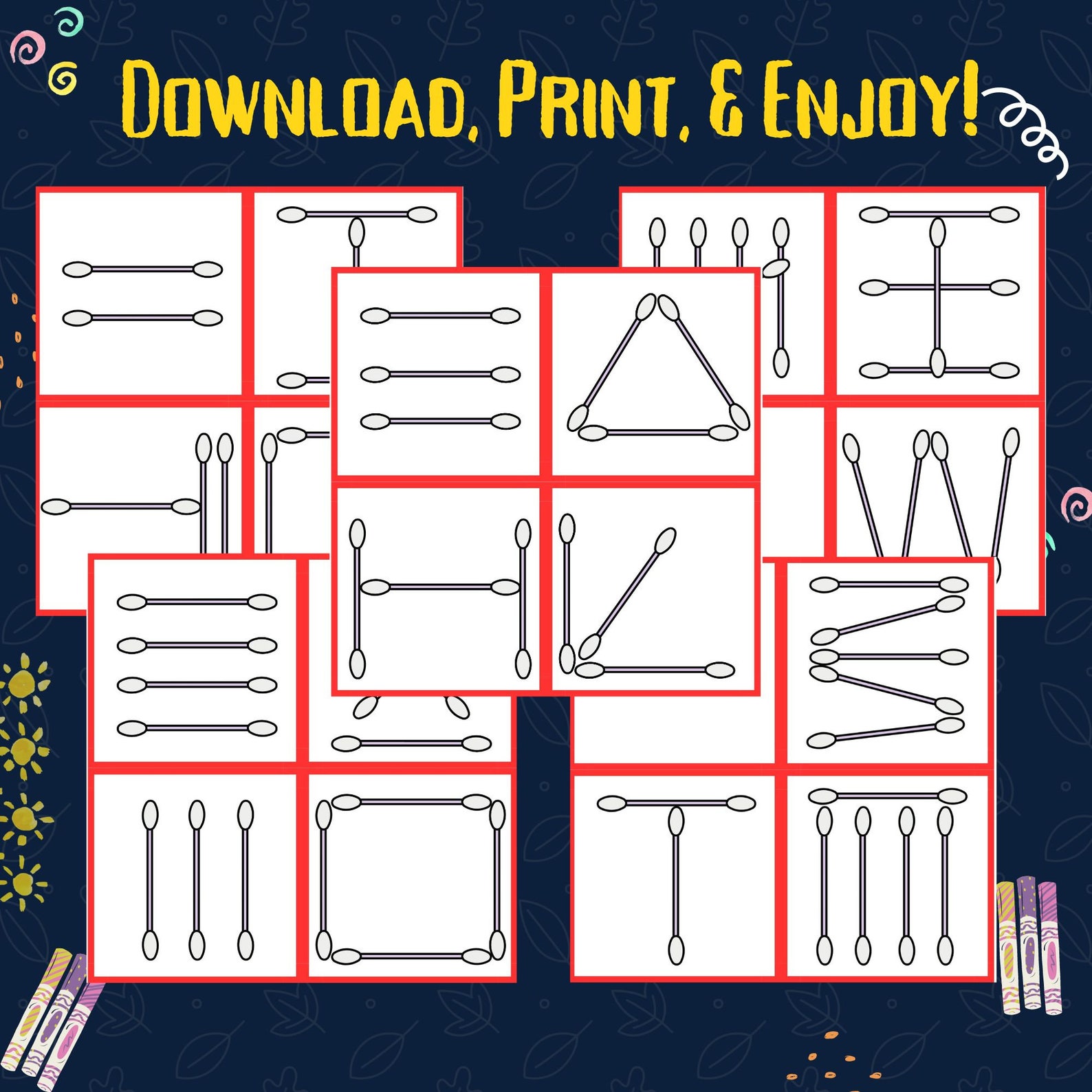 Q-tip Fine Motor Skills Activity Cards: Preschool Printable (digital ...