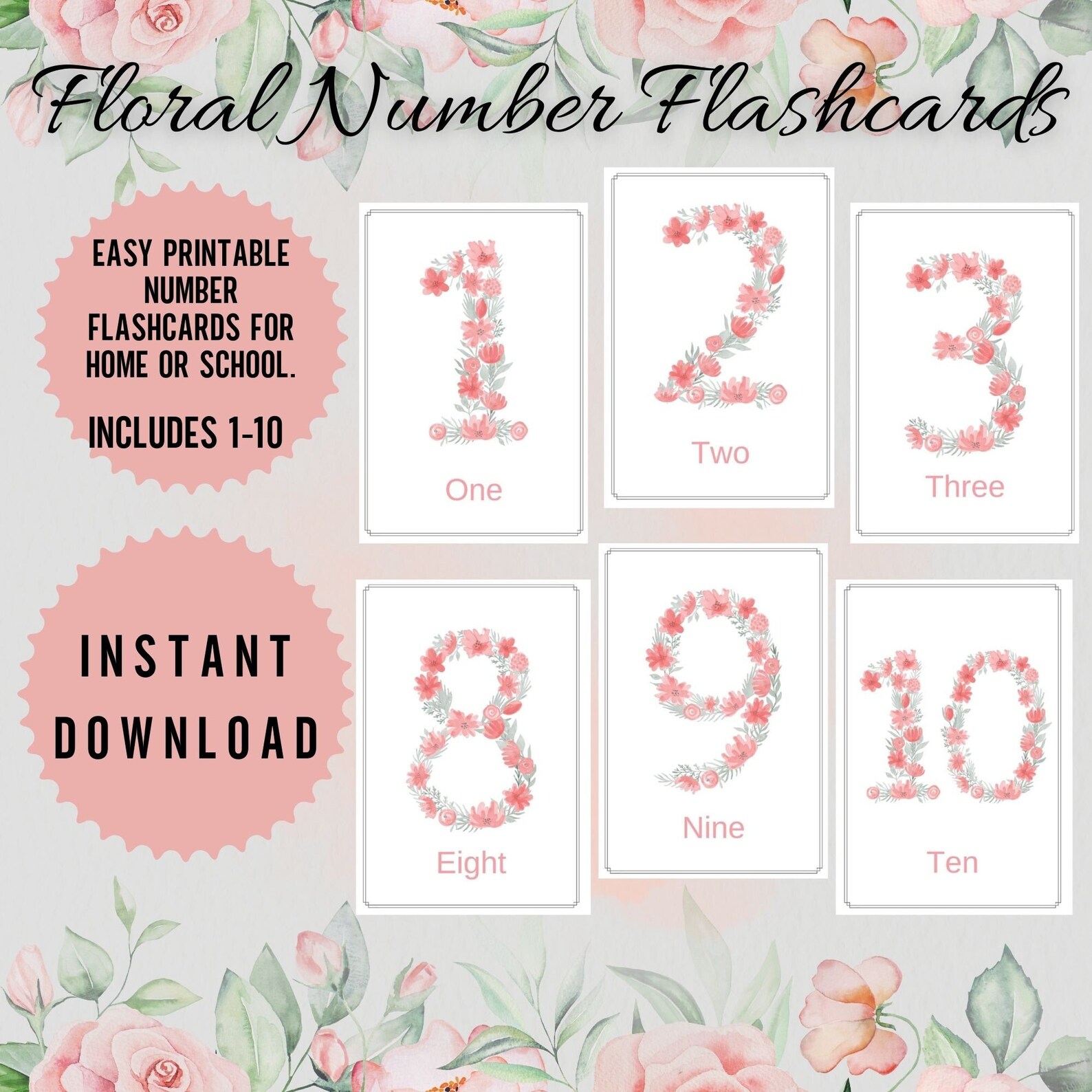 Number Flash Cards 1-10, Number Cards 1-10, Preschool Counting Flash ...