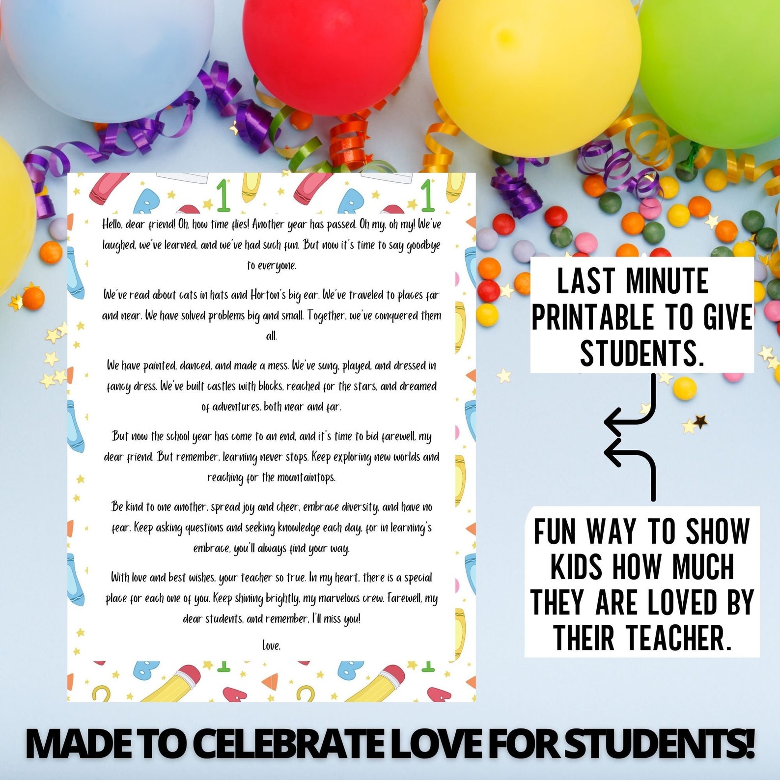 Goodbye Poem to Students, End of School Letter, Graduation Poem, End of ...