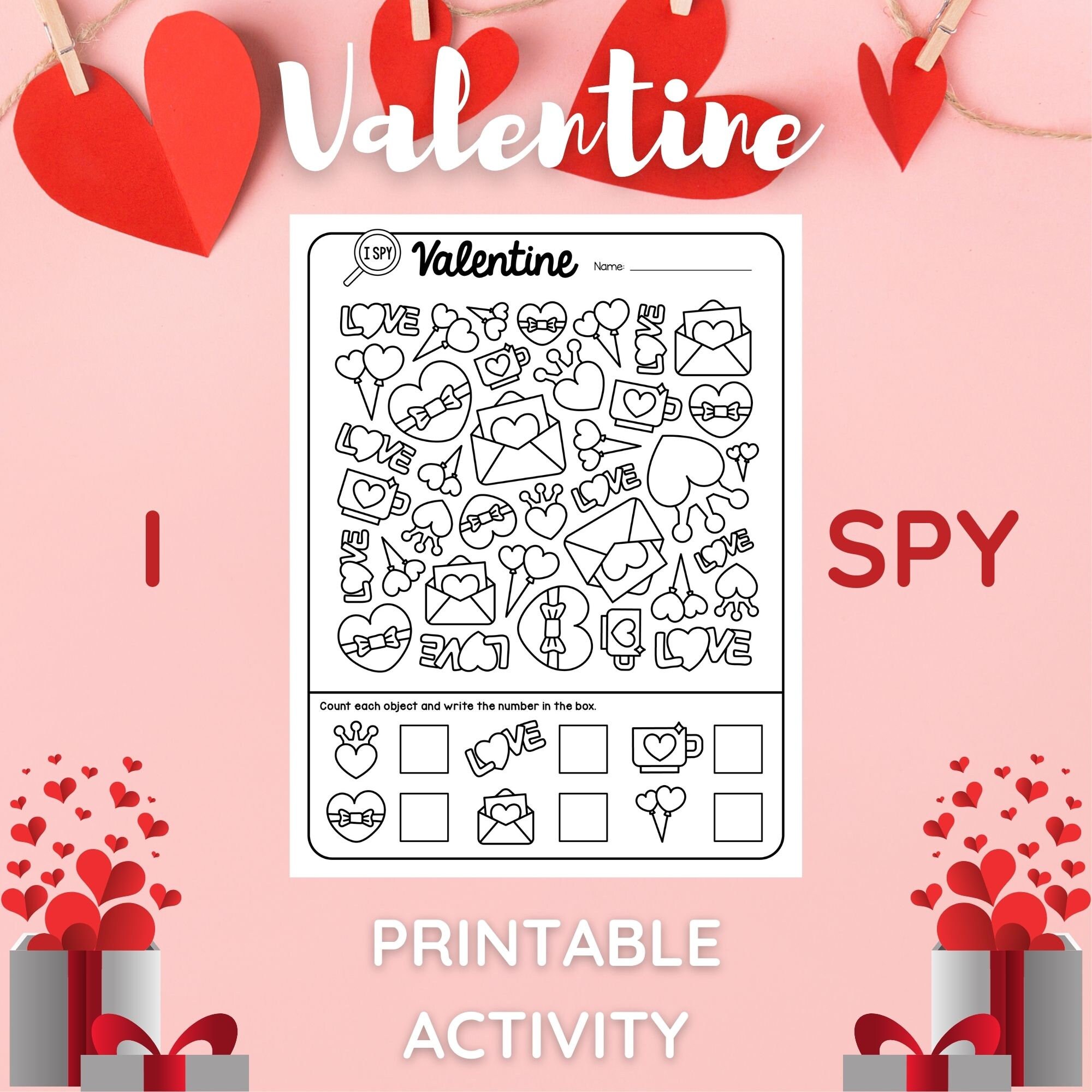 I Spy Valentine Card,printable Valentines Day I Spy,valentines Activity ...