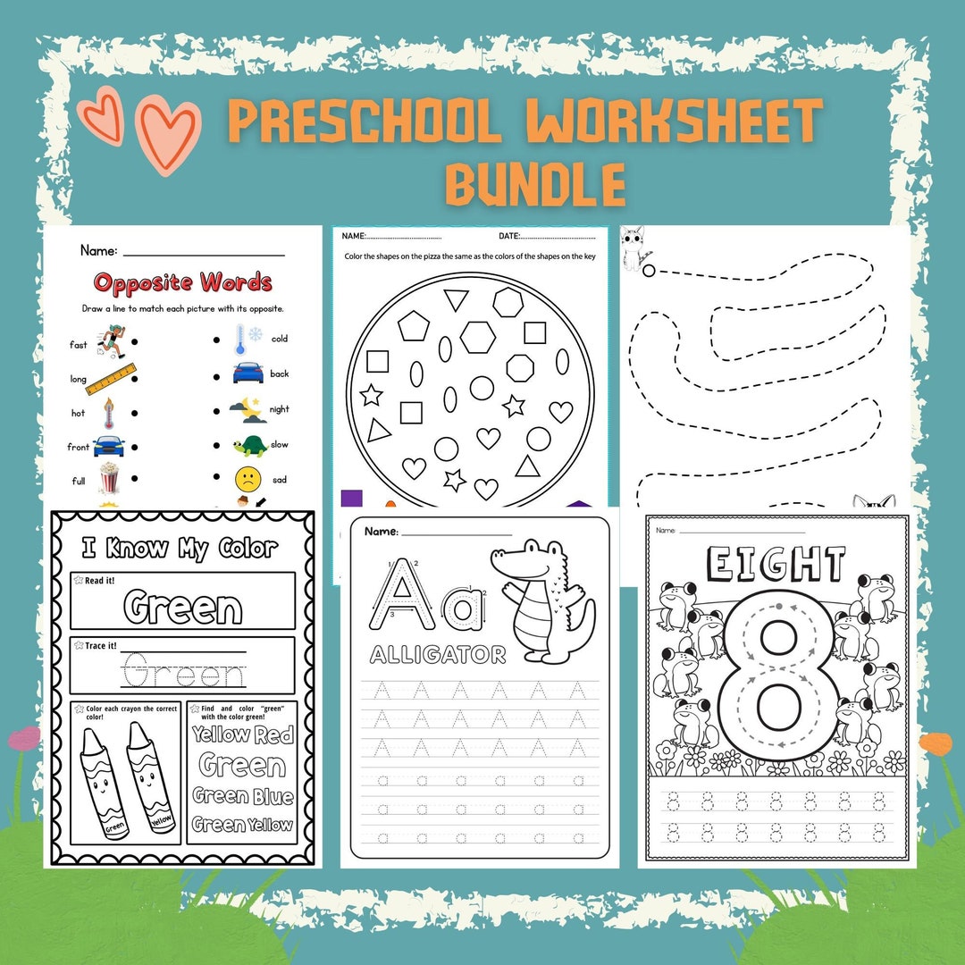 Preschool Worksheet Bundle,shape Coloring Page,tracing Worksheets for ...