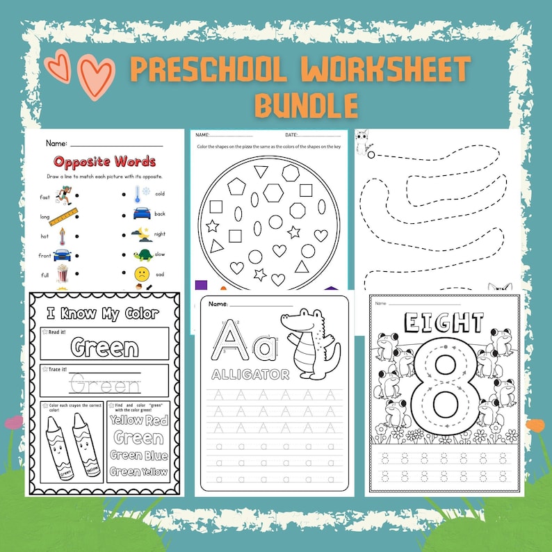 Preschool Worksheet Bundle,shape Coloring Page,tracing Worksheets for ...