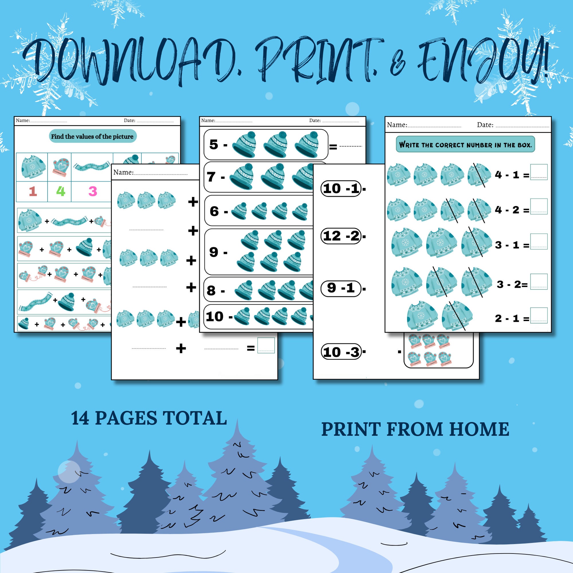 Winter Number Worksheets, Winter Worksheets, Winter Activities ...