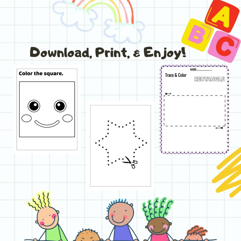 Printable Shapes Coloring Pages, Scissors Cutting Practice, Worksheets ...
