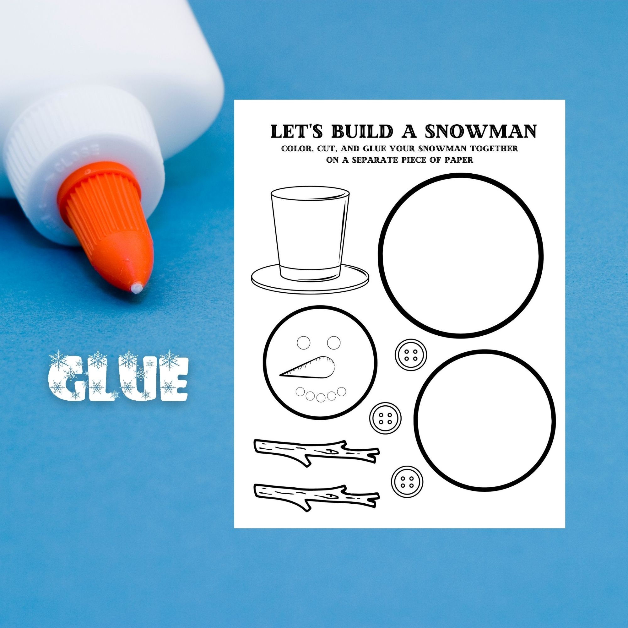 Snowman Craft Printable: DIY Color, Cut & Glue Activity (PDF Download ...