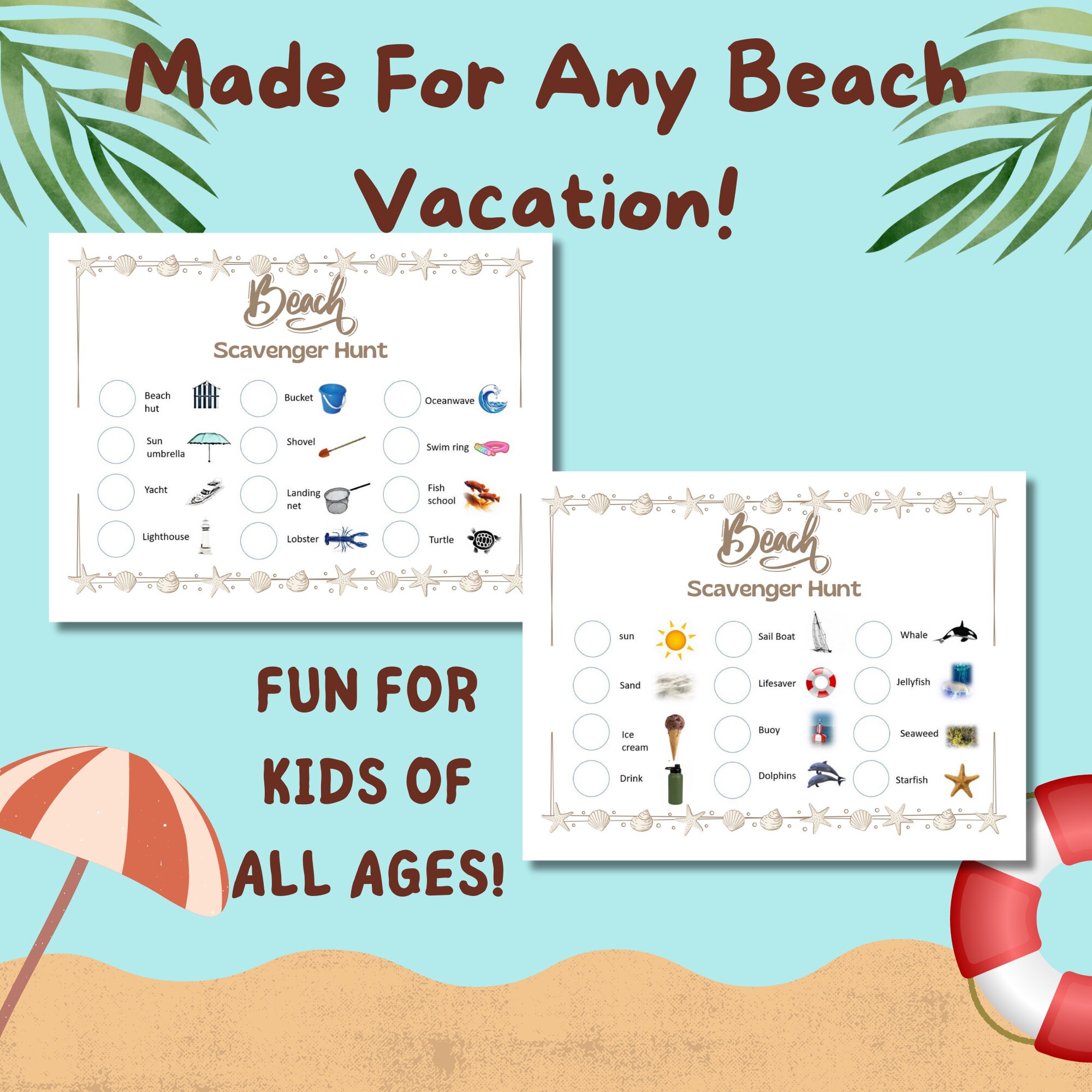 Summer Beach Scavenger Hunt, Printable Beach Scavenger Hunt, Outdoor ...