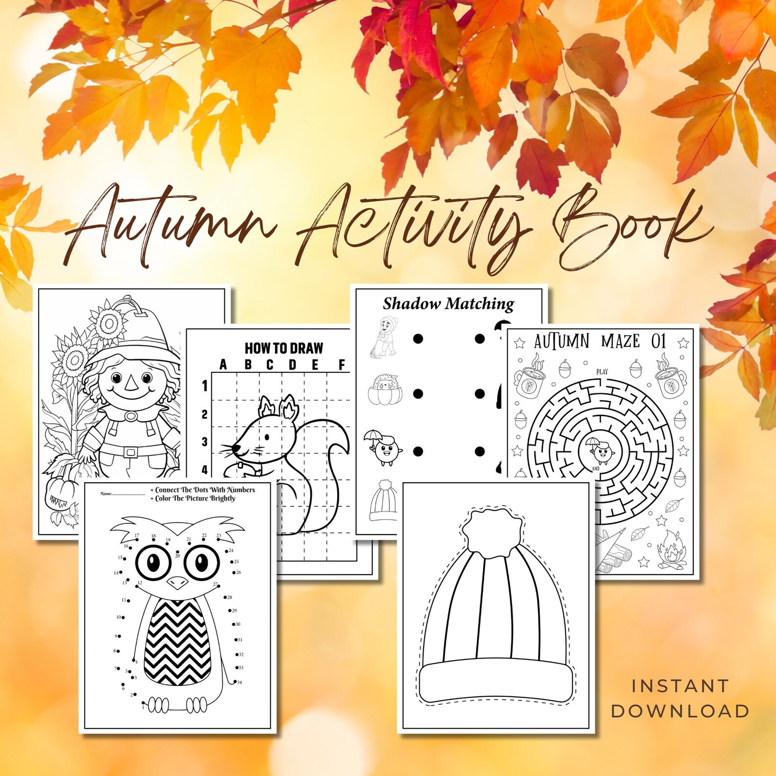 Autumn Activity Book for Kids: Preschool Worksheets (digital Download ...