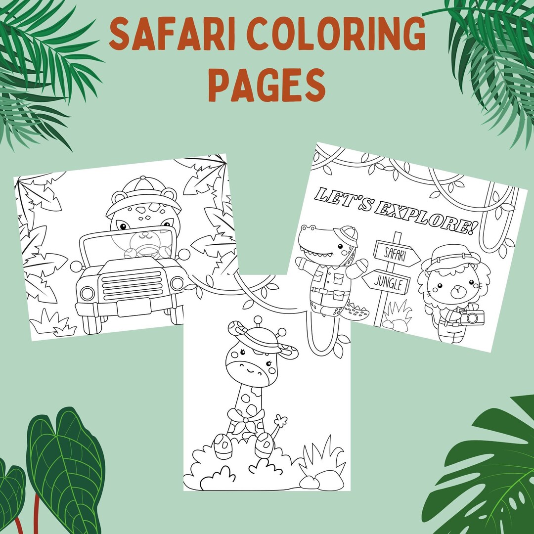 Safari Coloring Pages for Kidsanimal Coloring Sheetjungle - Etsy