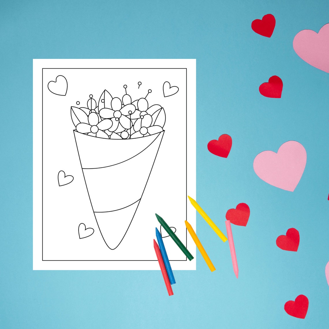 Digital Printable Valentines Day Coloring Pages, Valentine Preschool ...