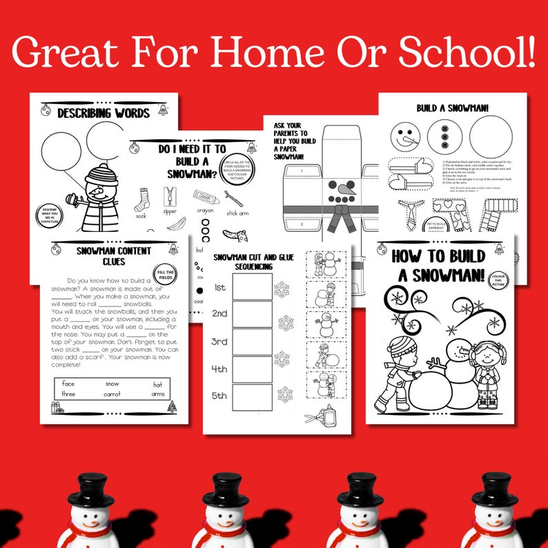 Build A Snowman Printable,snowman Craft Preschool,sequencing Worksheet ...