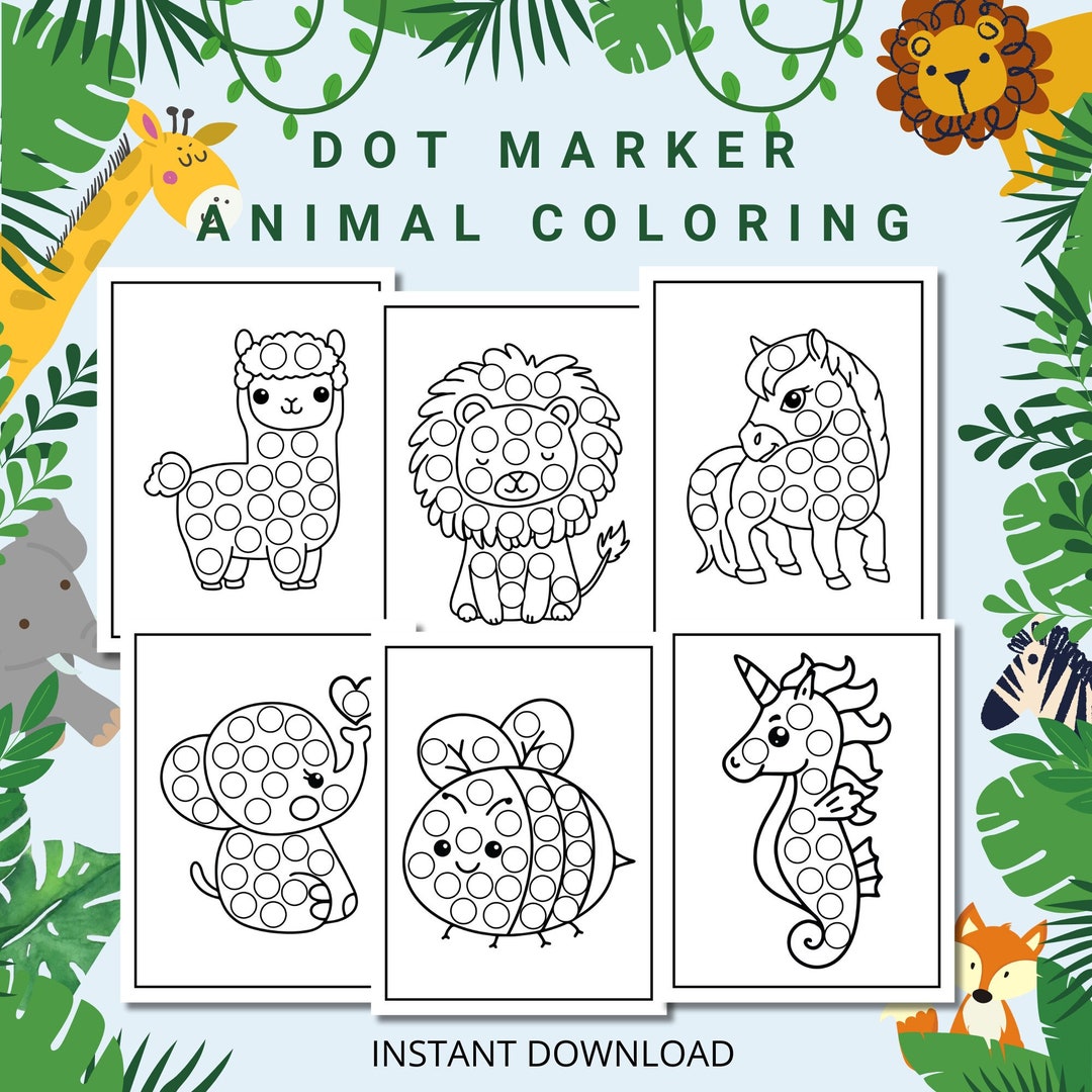 Animal Dot Marker Printables, Dot Marker Coloring Pages, Do A Dot ...