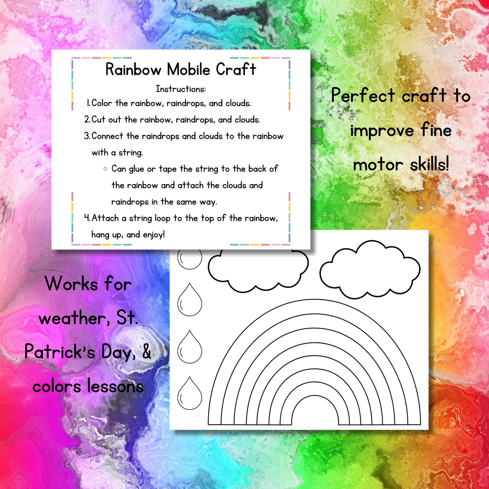 Rainbow Mobile Printable Craft, Indoor Preschool Activity,weather ...