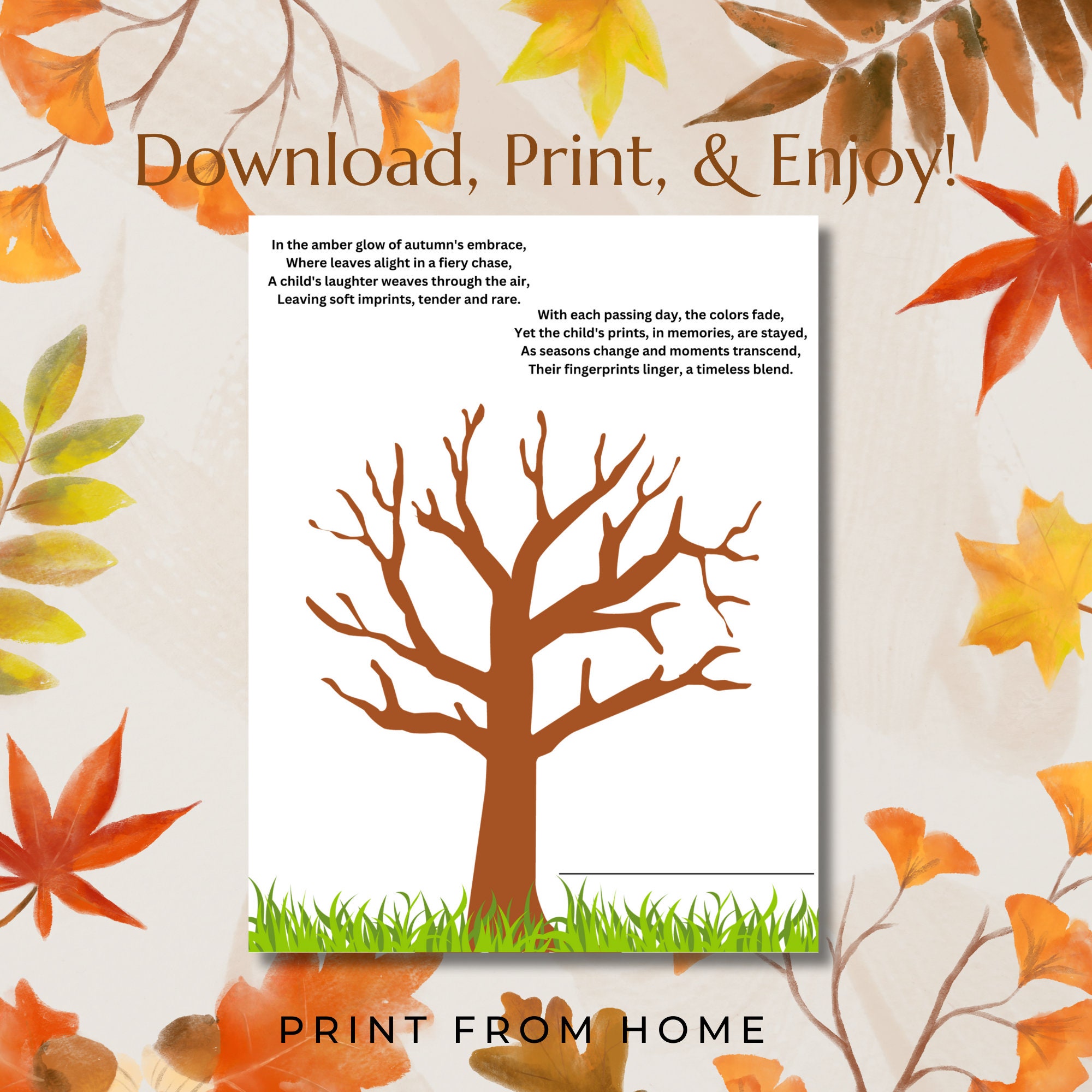 Fall Tree Handprint Craft, Fall Poem, Finger Painting, Fingerprint ...