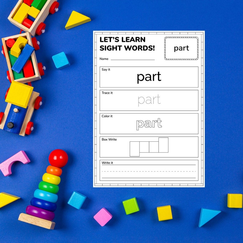 Sight Words Tracing Worksheet Spelling Activity - Etsy