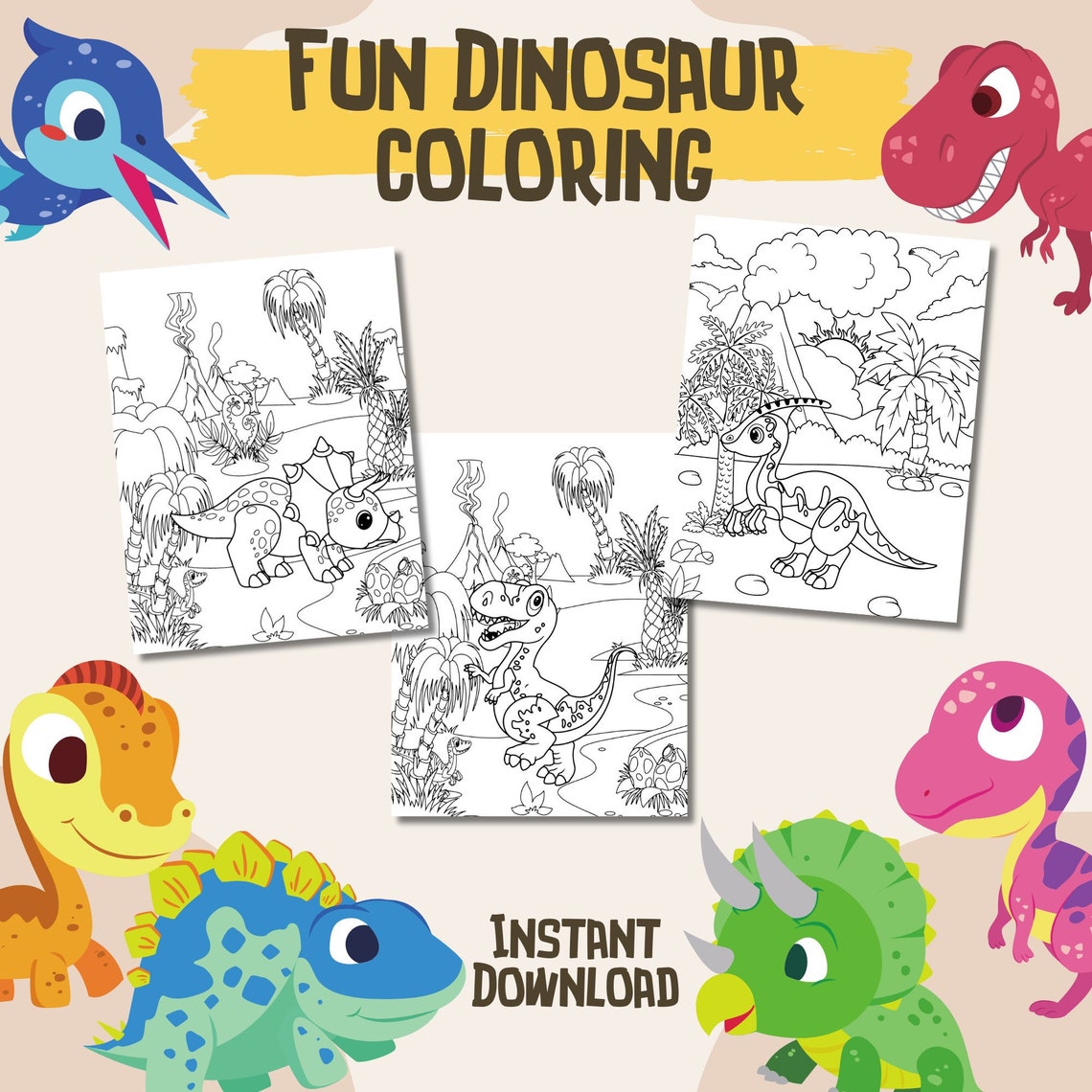 Awesome Dinosaur Coloring Pages, Printable Dinosaur Coloring Page ...