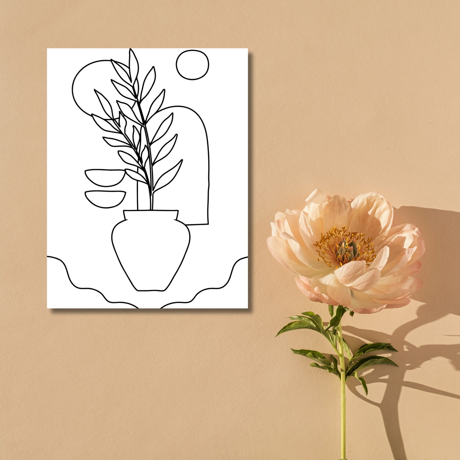 Minimalist Landscape Coloring Pages for Adults, Boho Coloring Pages ...