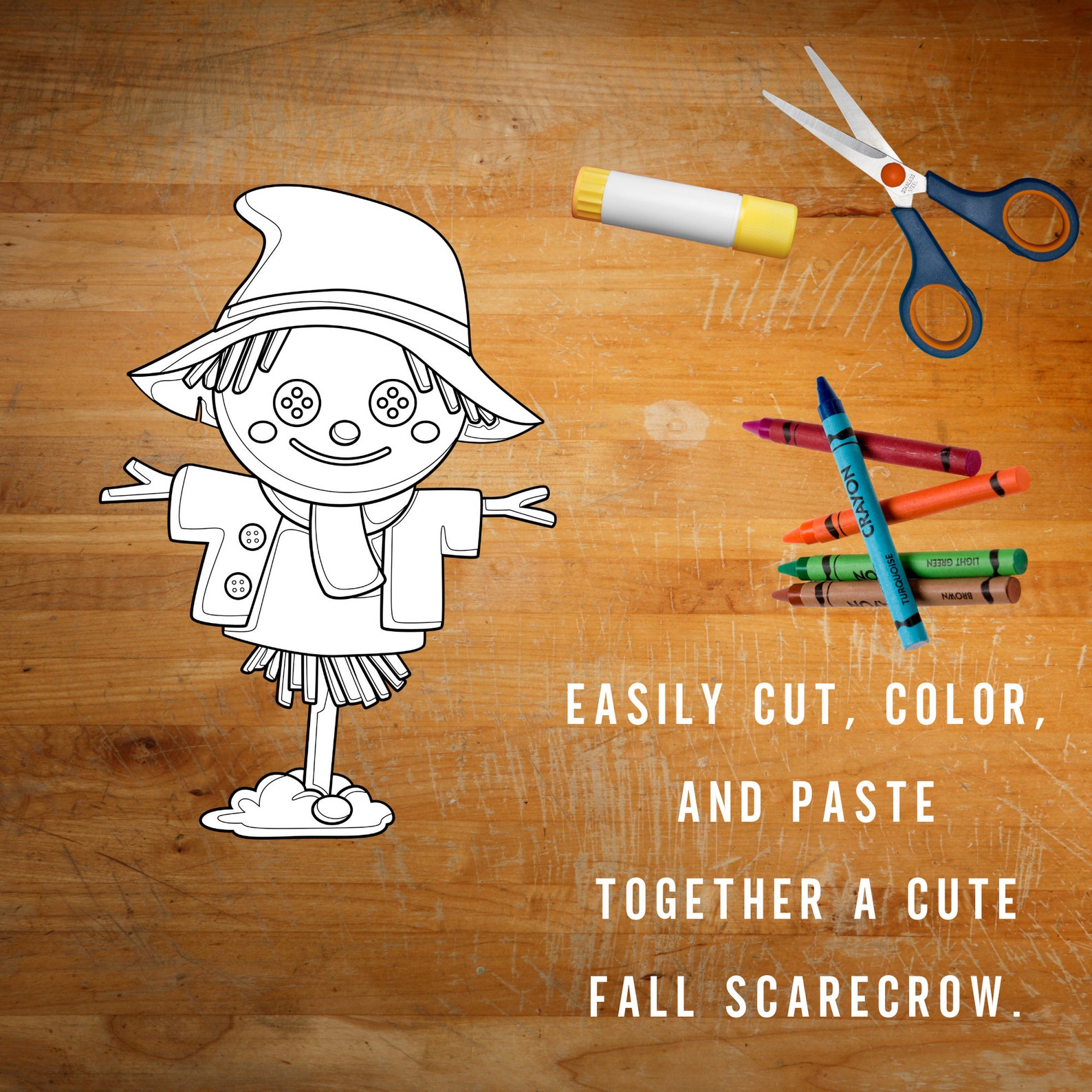 Build Your Own Scarecrow, Scarecrow Coloring, K5 Learning, Autumn ...