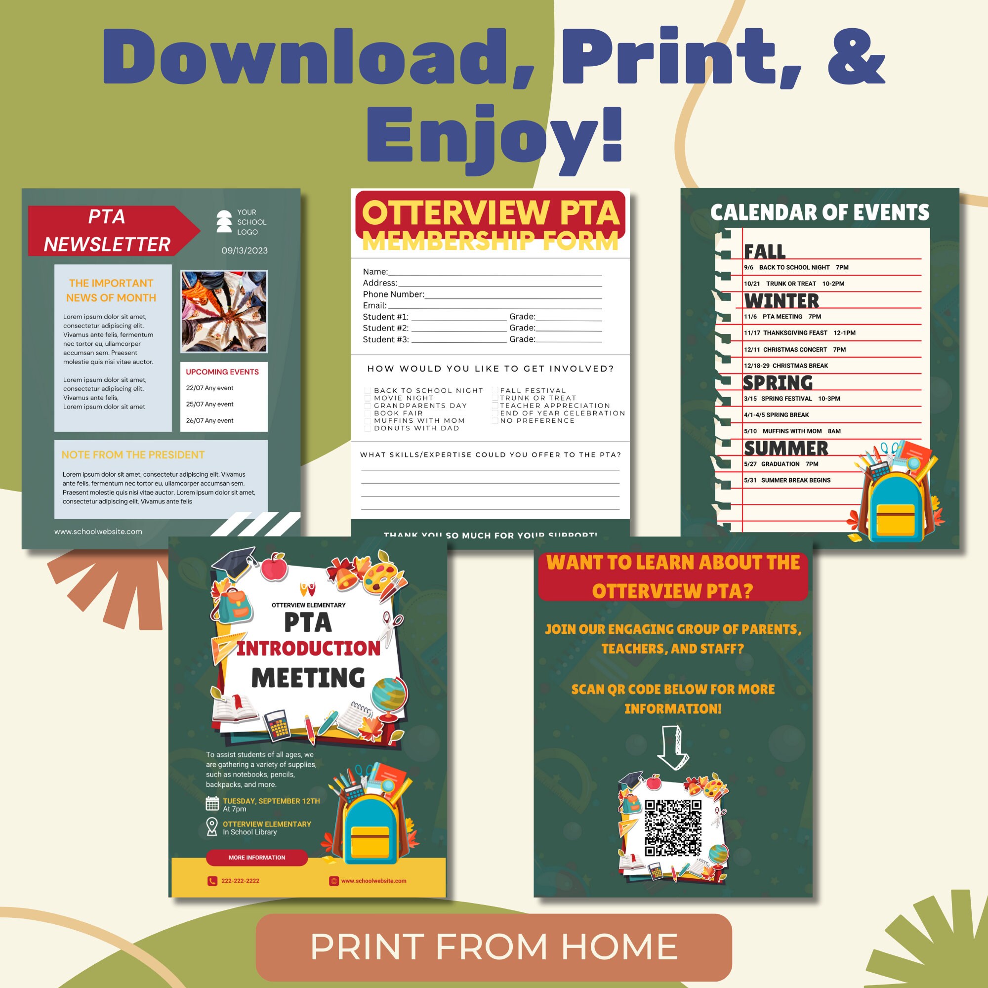 PTO Mom Era School Pto Information Forms Editable Pta Pto - Etsy