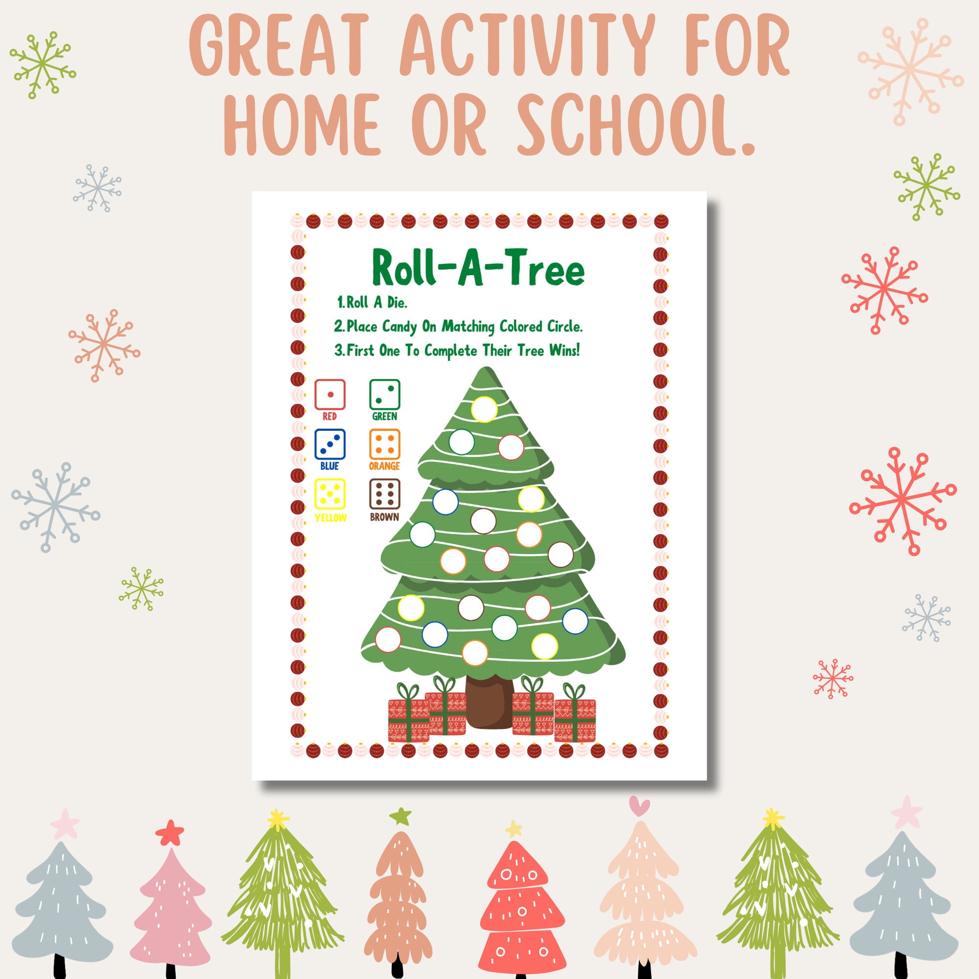 Roll A Tree Dice Game,roll A Tree Christmas Game,holiday Math Teacher ...