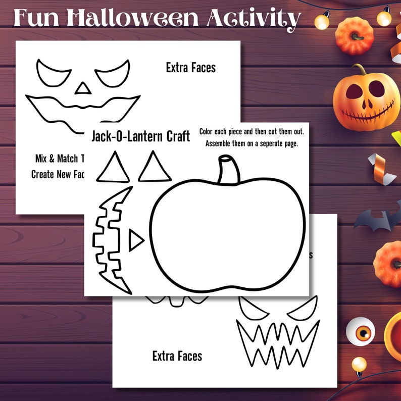 Jack-o-lantern Printable Craft: Mix & Match Faces (digital Download) - Etsy