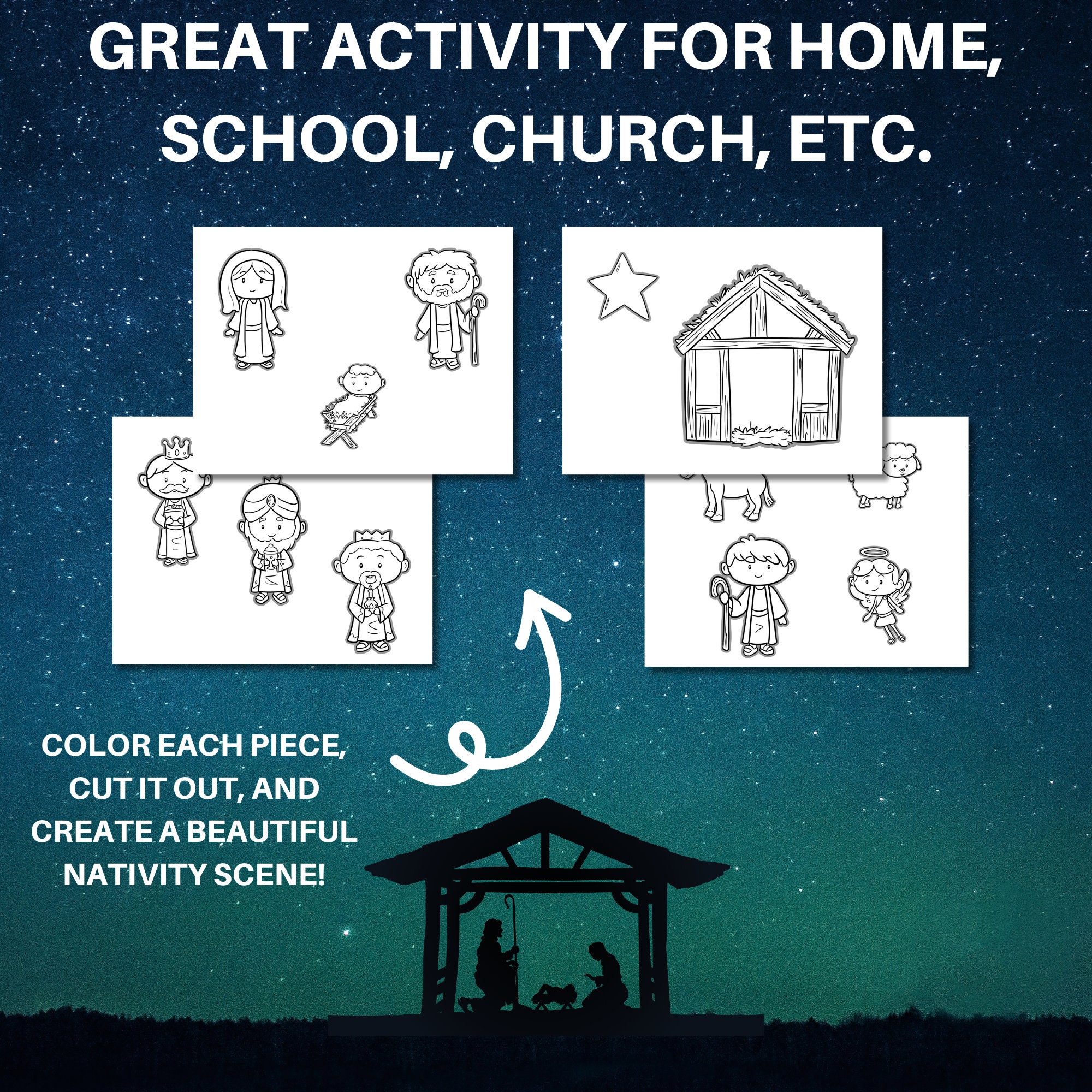 Nativity Kids Activity, Creche Scene, Printable Nativity,advent ...