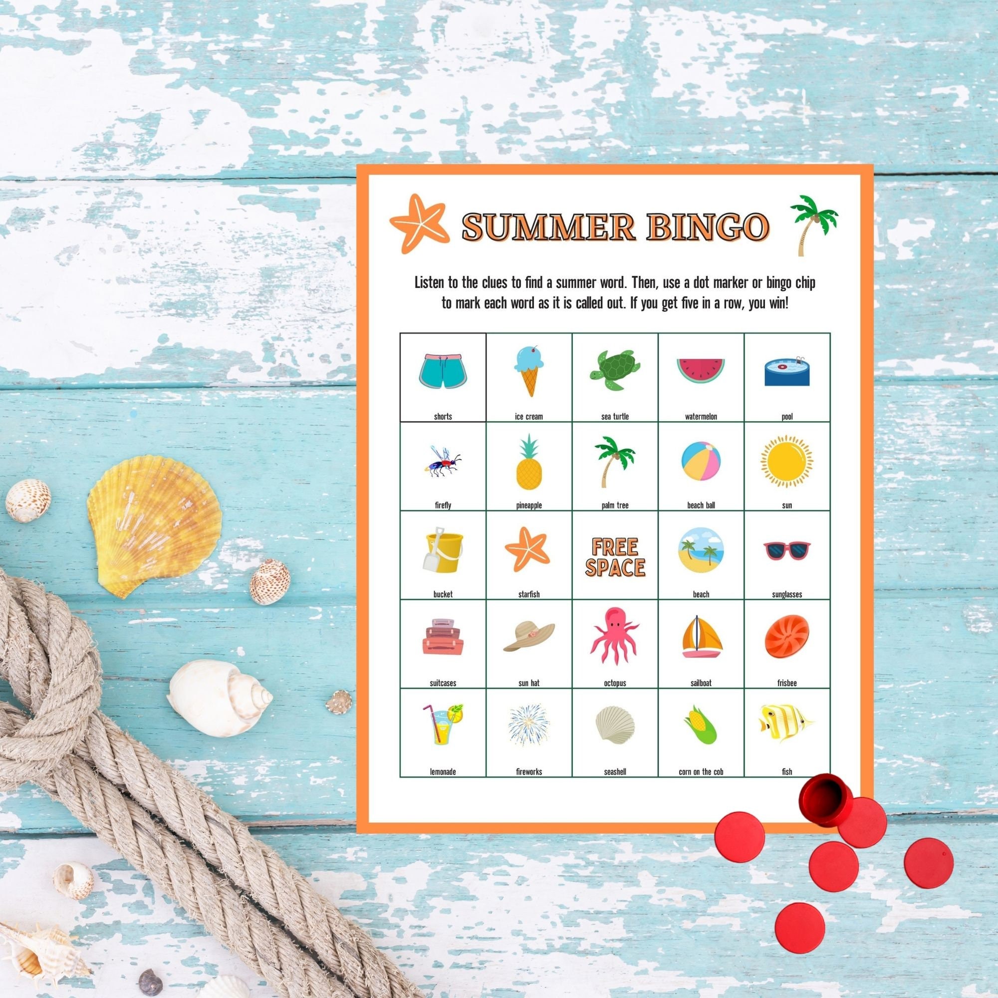 Summer Bingo Game for Kids, Printable Summer Bingo Cards, Summer Bingo ...