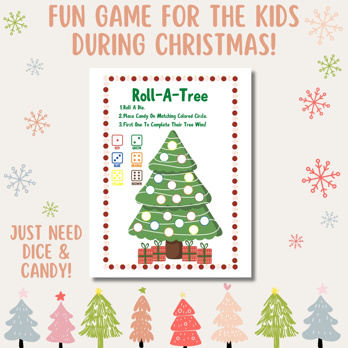 Roll A Tree Dice Game,roll A Tree Christmas Game,holiday Math Teacher ...