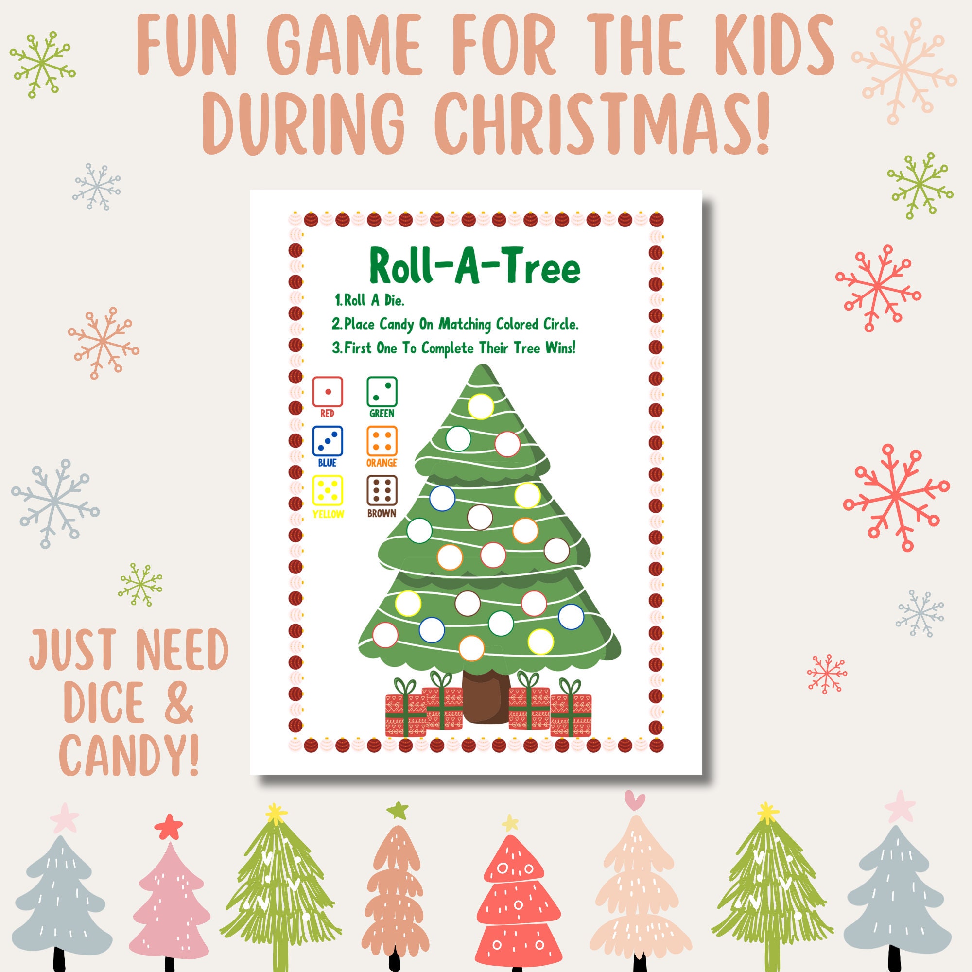 Roll A Tree Dice Game,roll A Tree Christmas Game,holiday Math Teacher ...