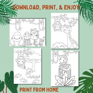 Safari Coloring Pages for Kids,animal Coloring Sheet,jungle Birthday ...