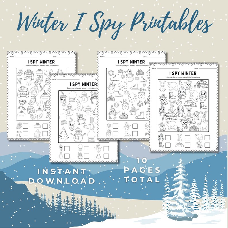 Winter I Spy Game: Number Recognition Activity (digital Download) - Etsy