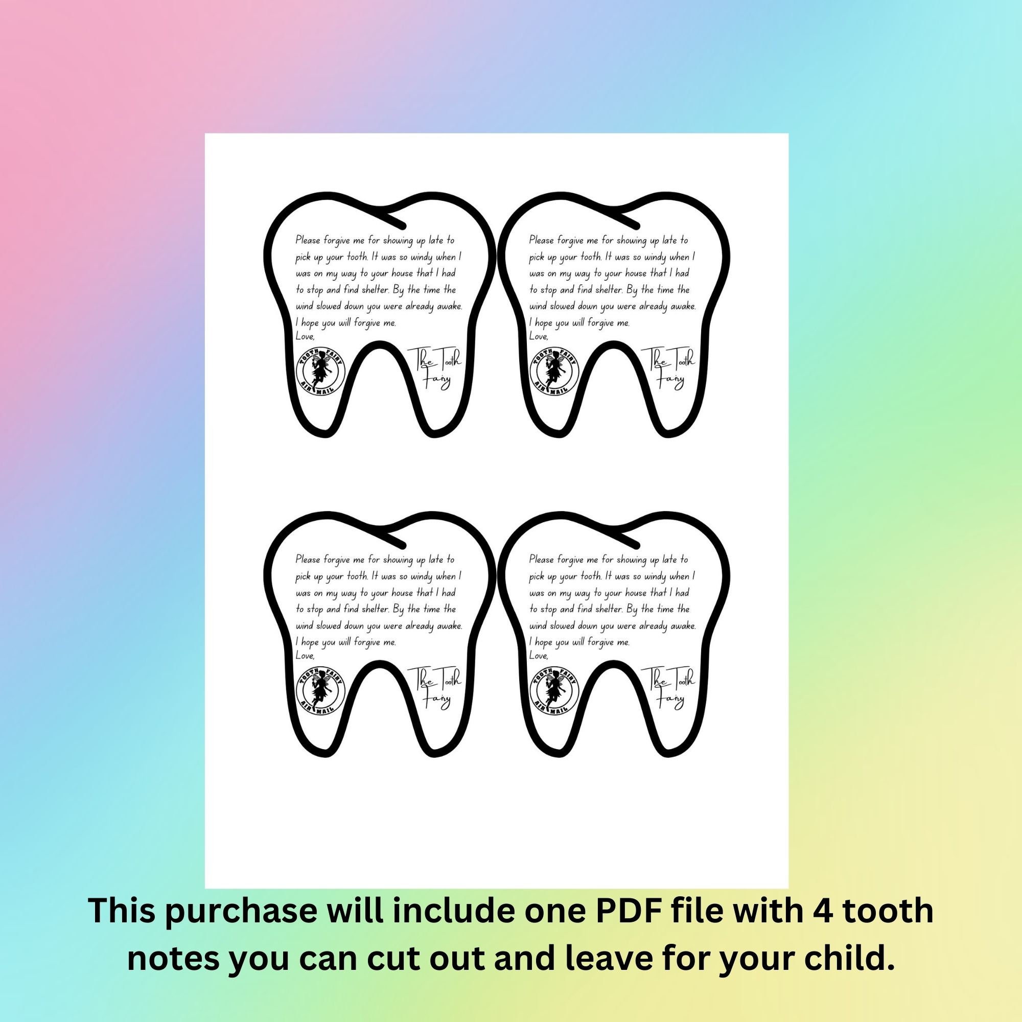 Late Tooth Fairy,tooth Fairy Apology Letter,note From Tooth Fairy ...