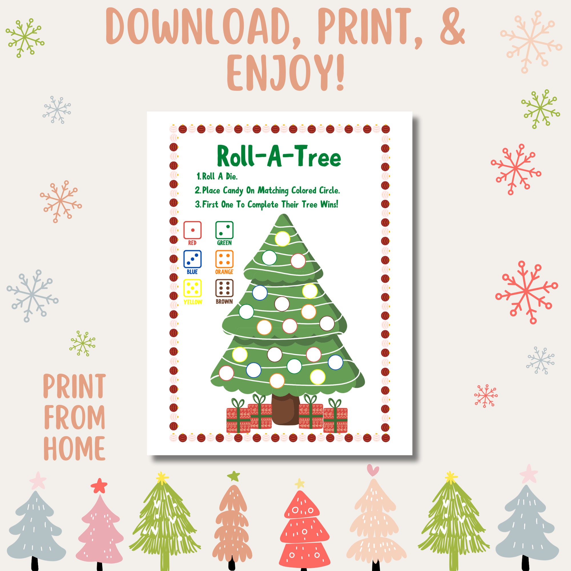 Roll A Tree Dice Game,roll A Tree Christmas Game,holiday Math Teacher ...
