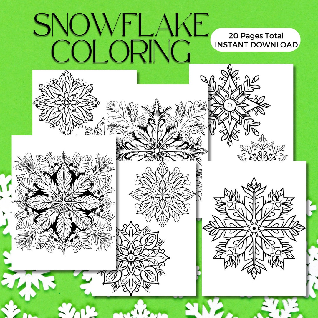 Snowflake Coloring Pages: 20 Winter Pattern Designs (digital Download ...