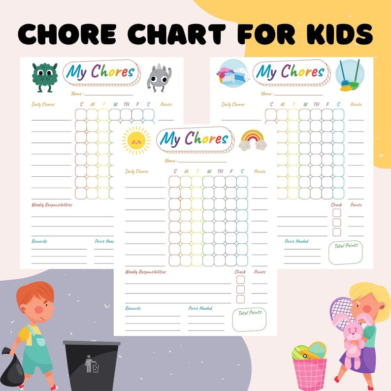 Daily Chore Checklist, Editable Chore Chart, Child Organizer, Chore ...