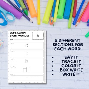 Sight Words Tracing Worksheet, Spelling Activity, Kindergarten-1st ...