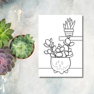 Boho Plant Coloring, Relax Coloring Pages, Plant Coloring Pages for ...