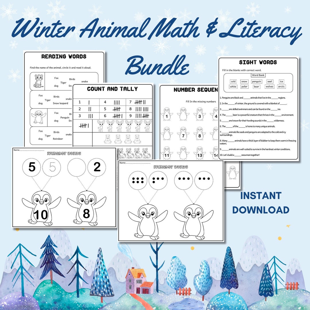 Winter Animals Math & Literacy Bundle: Penguin Activities (digital ...