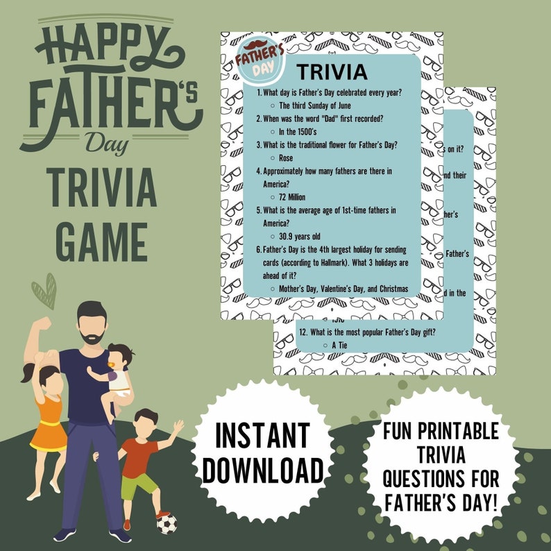 Father's Day Trivia Game: Printable Quiz (digital Download) - Etsy