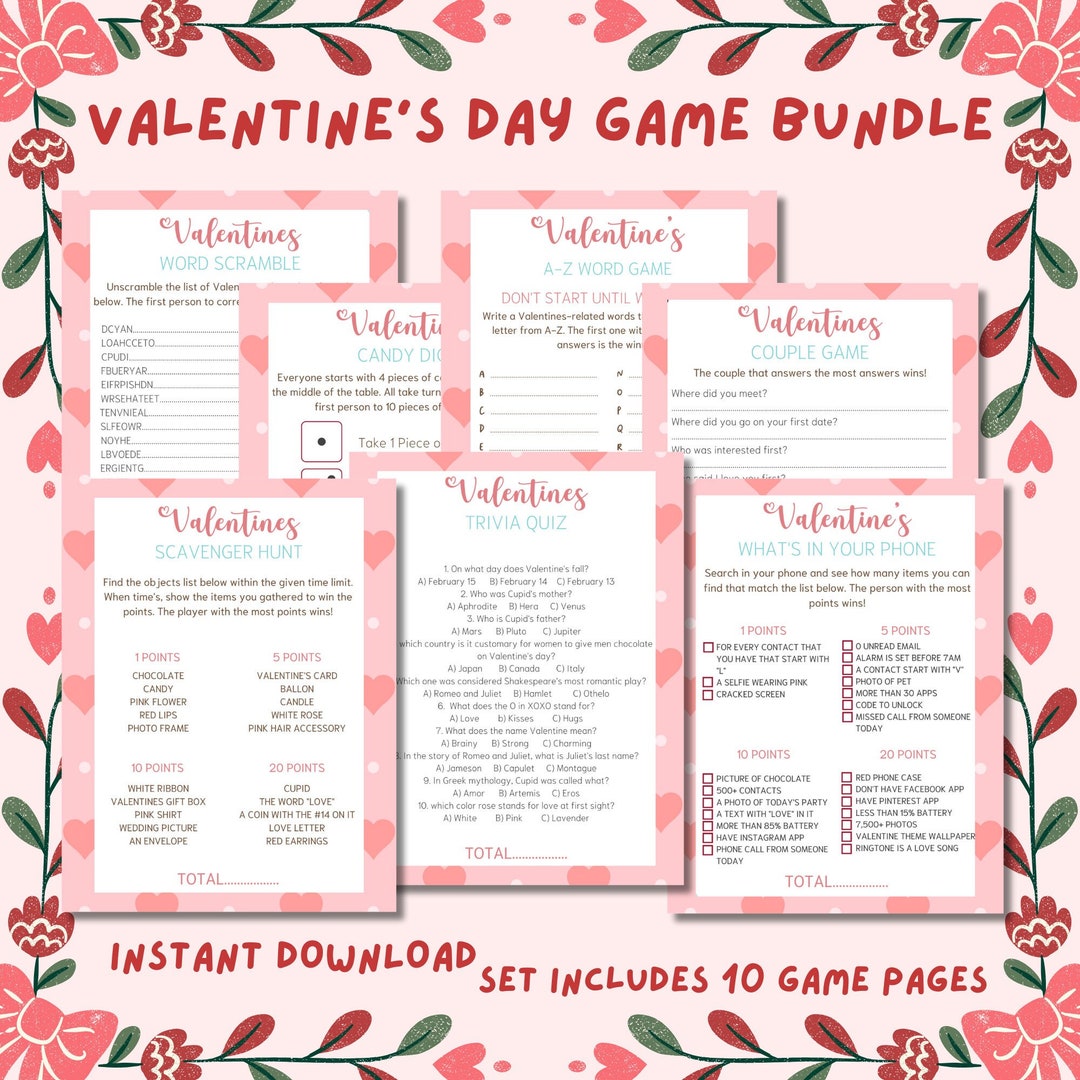 Valentine's Day Game Bundle: Printable Party Games (digital Download ...