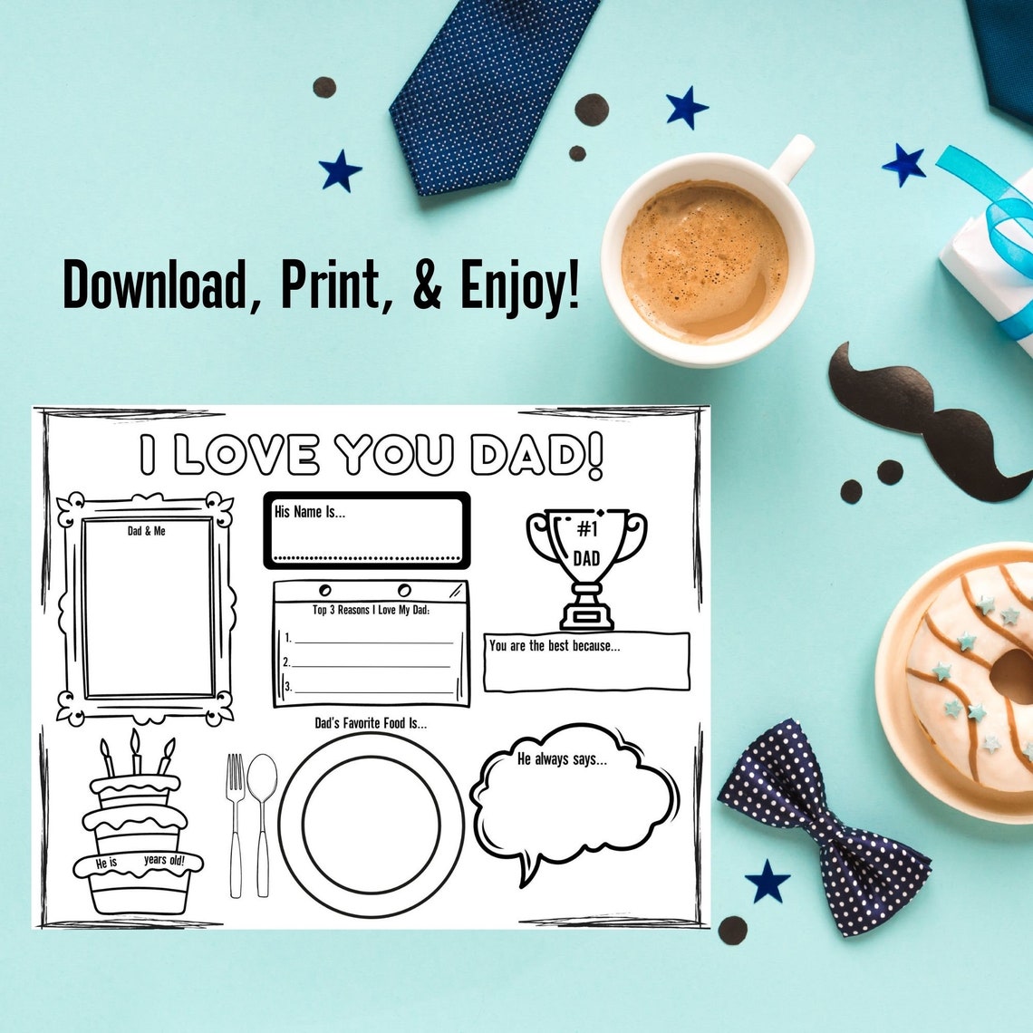 Fathers Day Coloring Page, Printable All About Dad,fathers Birthday ...