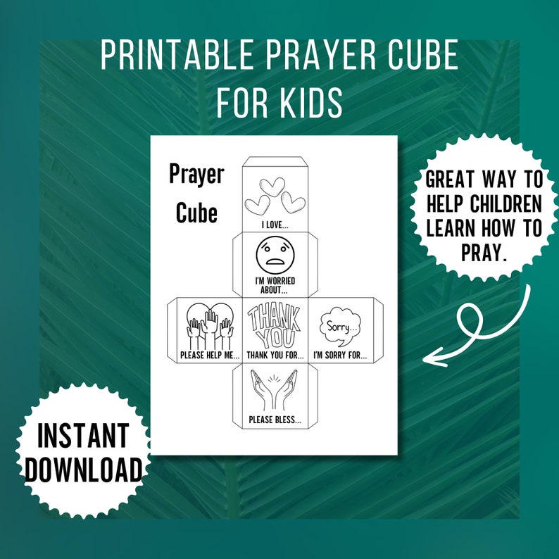 Printable Prayer Cube for Kids: Sunday School Activity (digital ...
