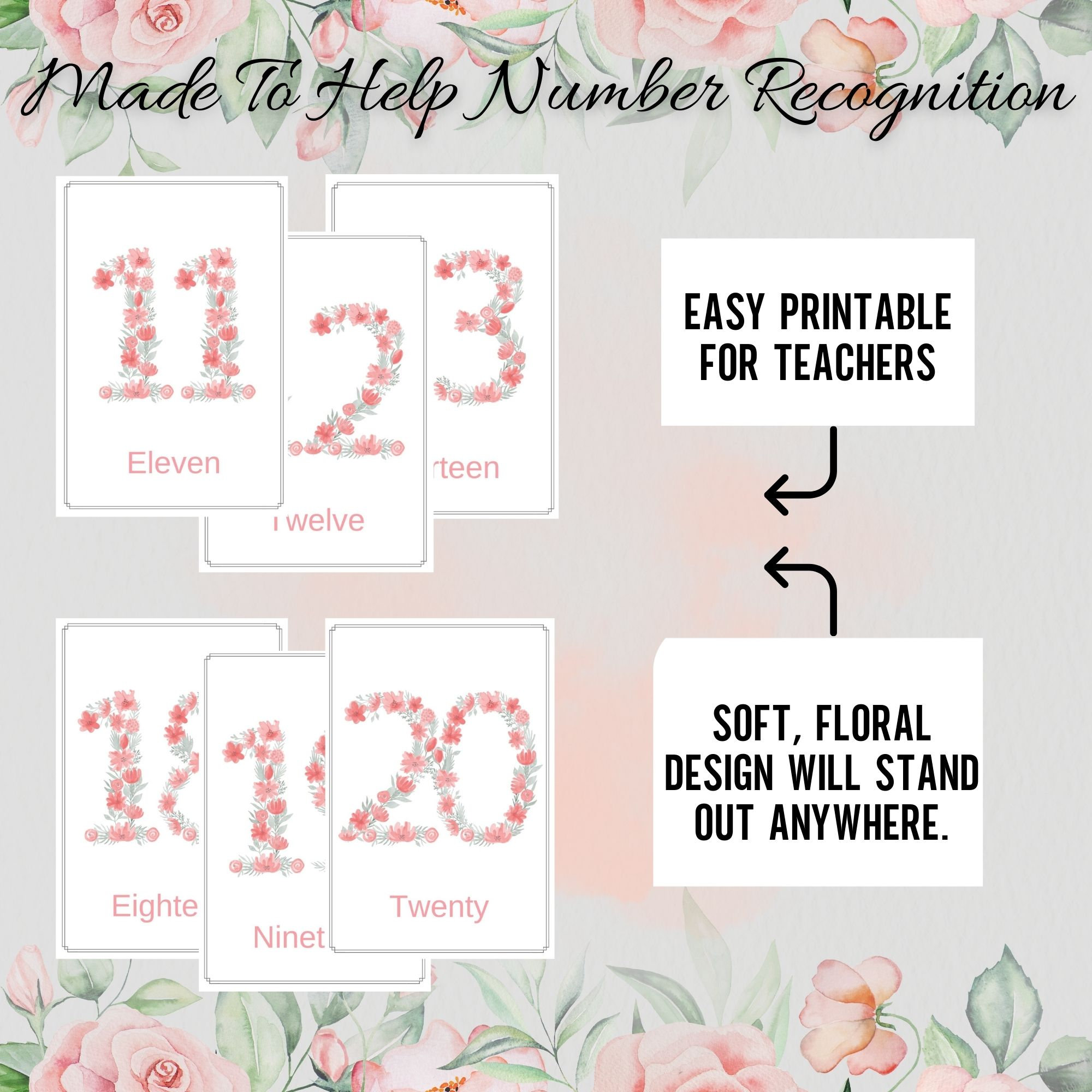 Number Flash Cards 11-20, Number Cards 11-20, Preschool Counting Flash ...