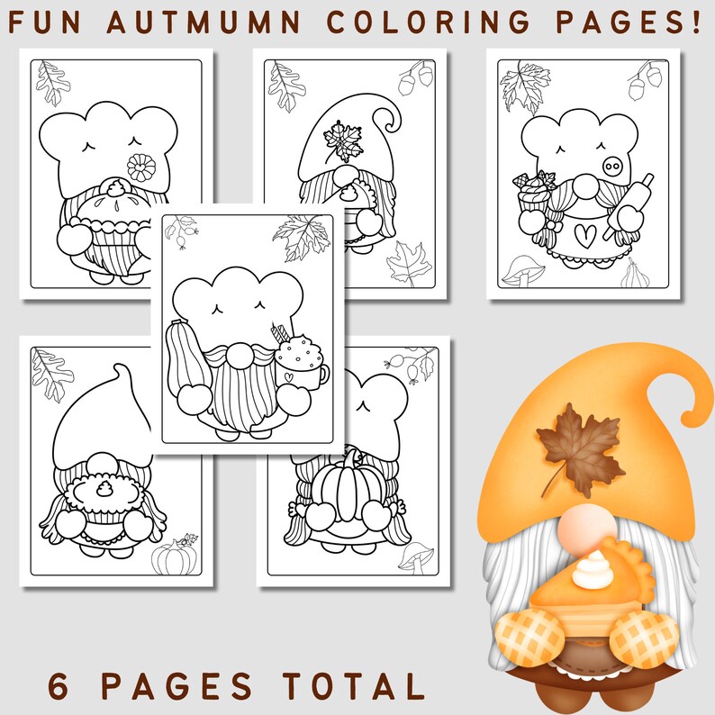 Autumn Gnomes Coloring Pages, Garden Gnome Coloring, Gnome Coloring ...