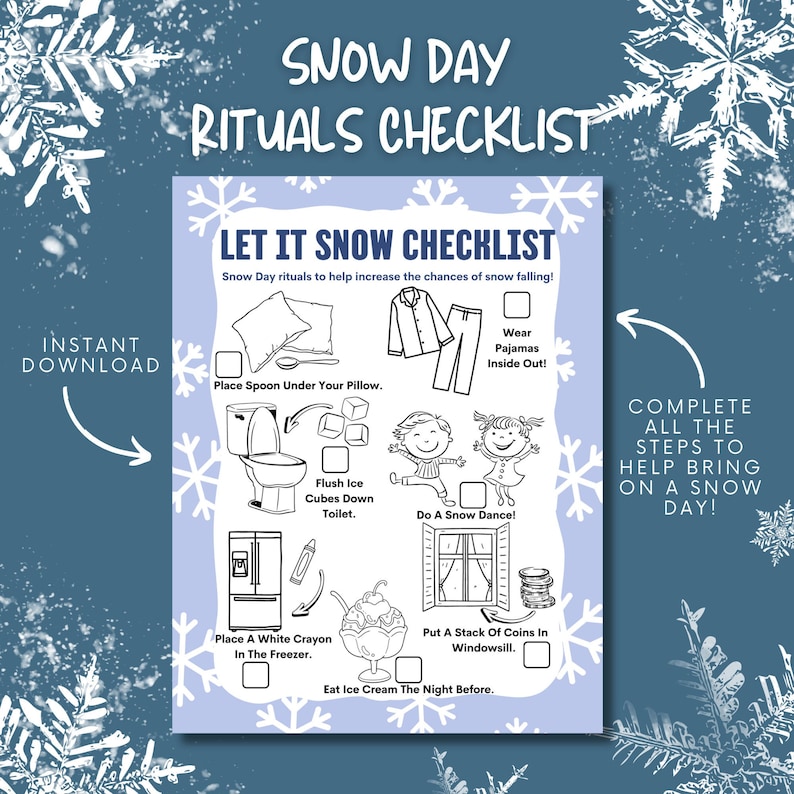 Snow Day Rituals Checklist: Kids Winter Activity (digital Download) - Etsy