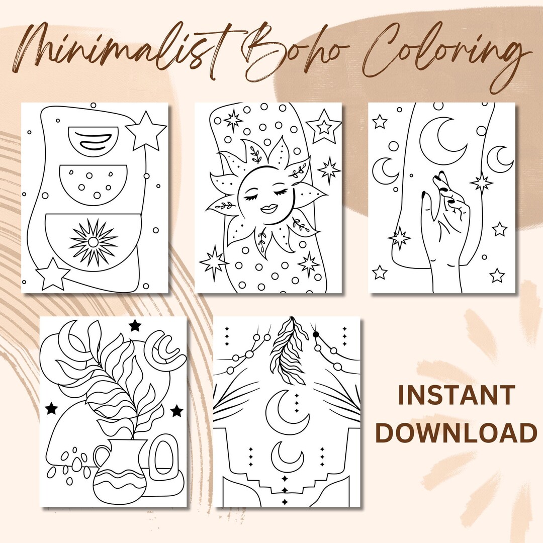 Minimalist Landscape Coloring Pages for Adults, Boho Coloring Pages ...