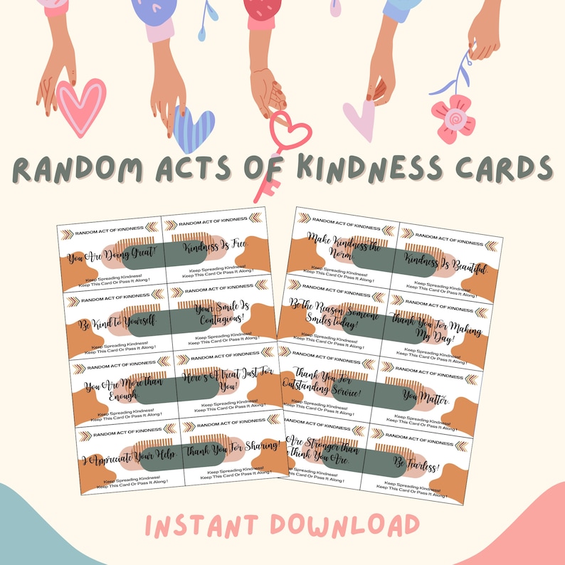 Printable Act of Kindness Cards, RAOK, Small Acts, Random Acts of ...