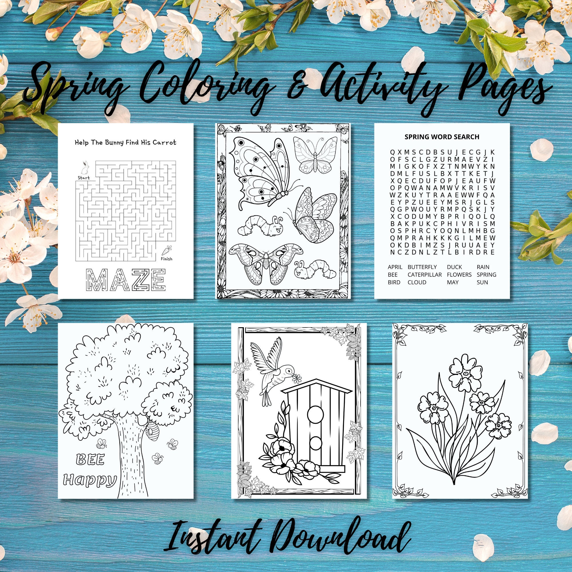 Spring Activity Sheet,cute Spring Coloring Page,spring Coloring and ...